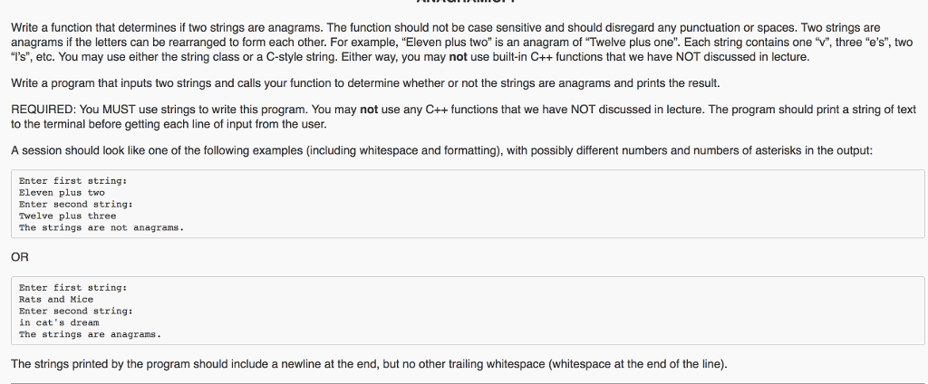Solved In Cwrite A Function That Determines If Two Strings 8091
