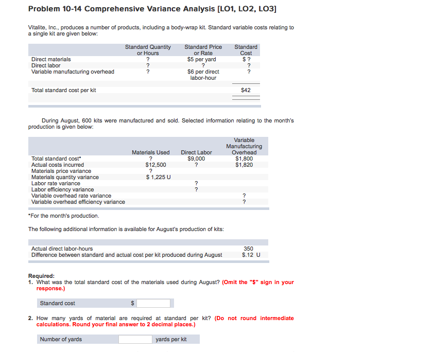 Solved Problem 10-14 Comprehensive Variance Analysis [LO1, | Chegg.com Solved Problem 10-14 Comprehensive Variance Analysis [LO1, | Chegg.com