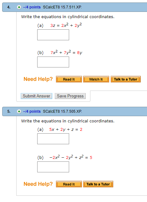 Solved 4. -4 points SCalcET8 15.7.511.XP (a) 32 = 2x2 + 2y2 | Chegg.com Solved 4. -4 points SCalcET8 15.7.511.XP (a) 32 = 2x2 + 2y2 | Chegg.com