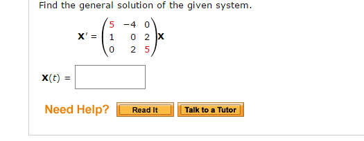 Solved Find the general solution of the given system. X' = | Chegg.com
