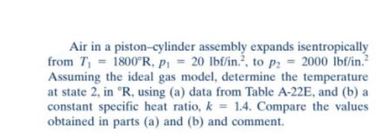 Solved Air in a piston-cylinder assembly expands | Chegg.com