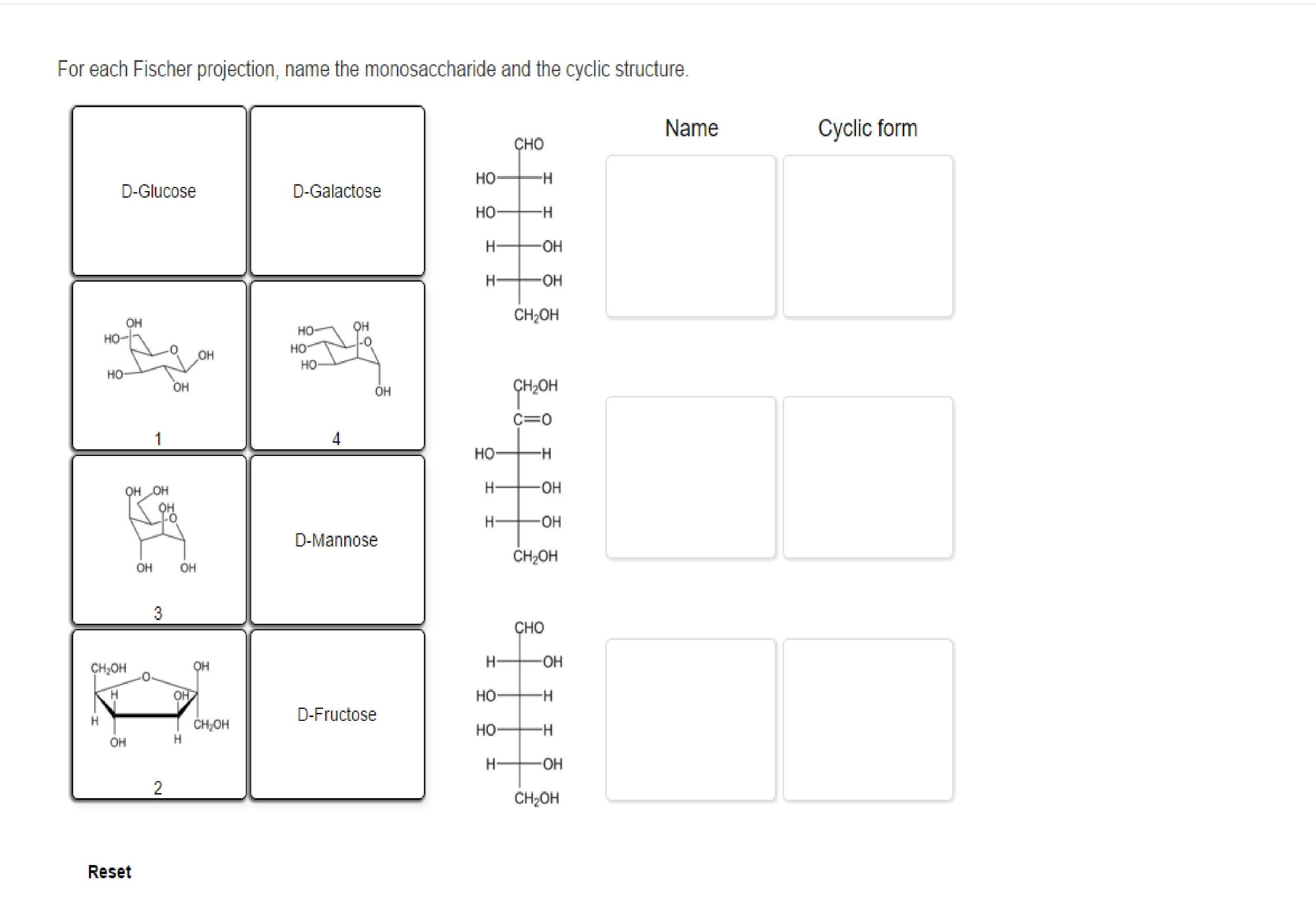 Solved For each Fischer projection, name the monosaccharide | Chegg.com