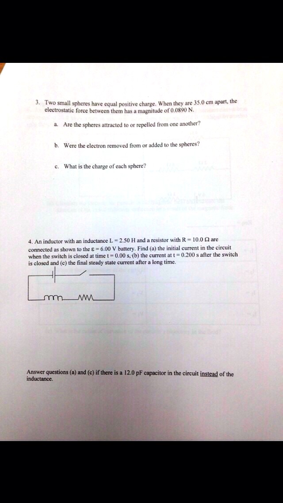 Solved Two small spheres have equal positive charge. When | Chegg.com