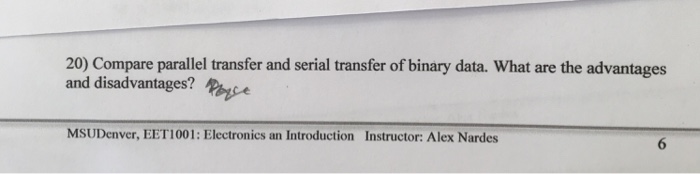 Solved Compare parallel transfer and serial transfer of | Chegg.com