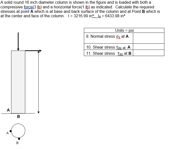 Solved A solid round 16 inch diameter column is shown in the | Chegg.com
