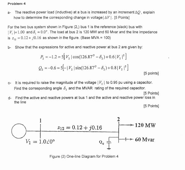 Solved Problem 4 a- The reactive power load (inductive) at a | Chegg.com