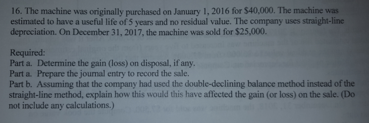 Solved The machine was originally purchased on January 1, | Chegg.com