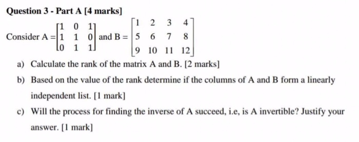 Solved Please answer the following linear algebra questions | Chegg.com
