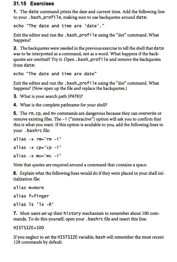Solved 31.15 Exercises 1. The date command prints the date | Chegg.com