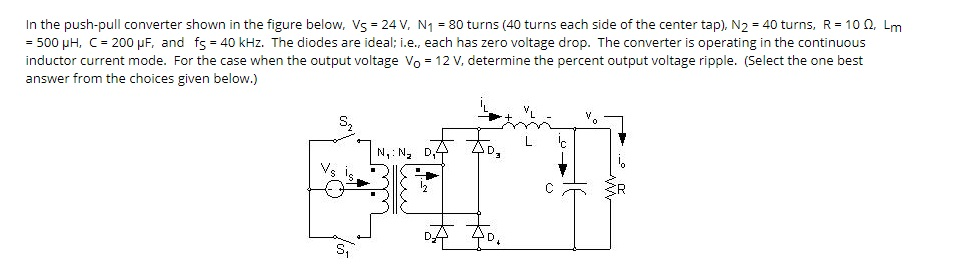 Solved In the push-pull converter shown in the figure below, | Chegg.com