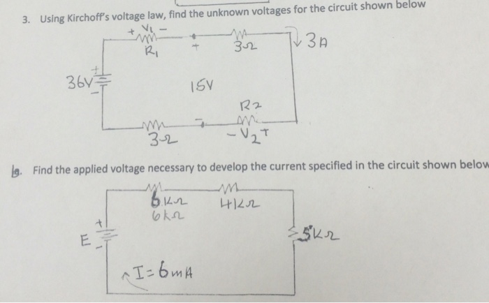 Solved Using Kirchoffs voltage law. find the unknown | Chegg.com