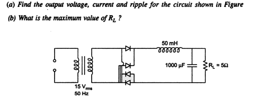 Solved (a) Find the output voltage, current and ripple for | Chegg.com