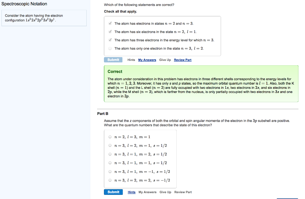 Solved Consider The Atom Having The Electron Configuration