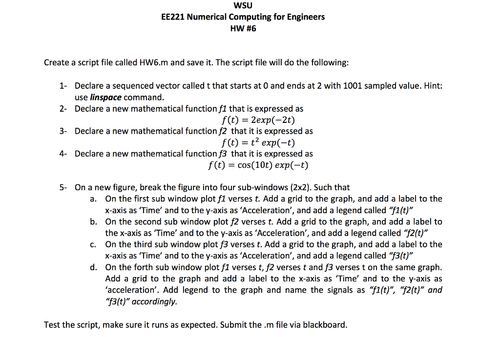 Solved WSU EE221 Numerical Computing for Engineers HW #6 | Chegg.com