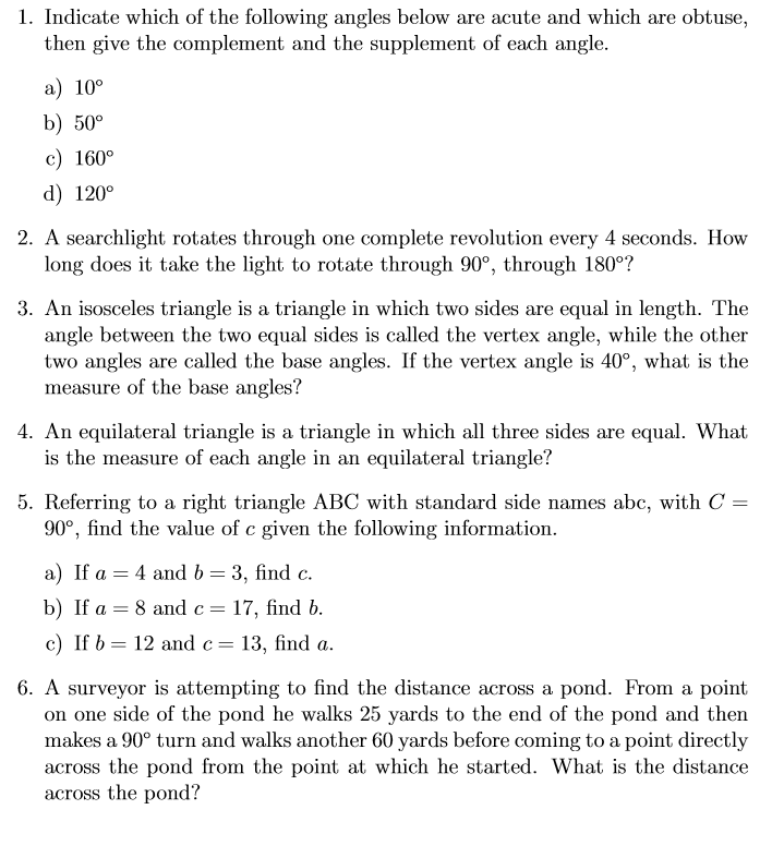 Solved 1. Indicate which of the following angles below are | Chegg.com
