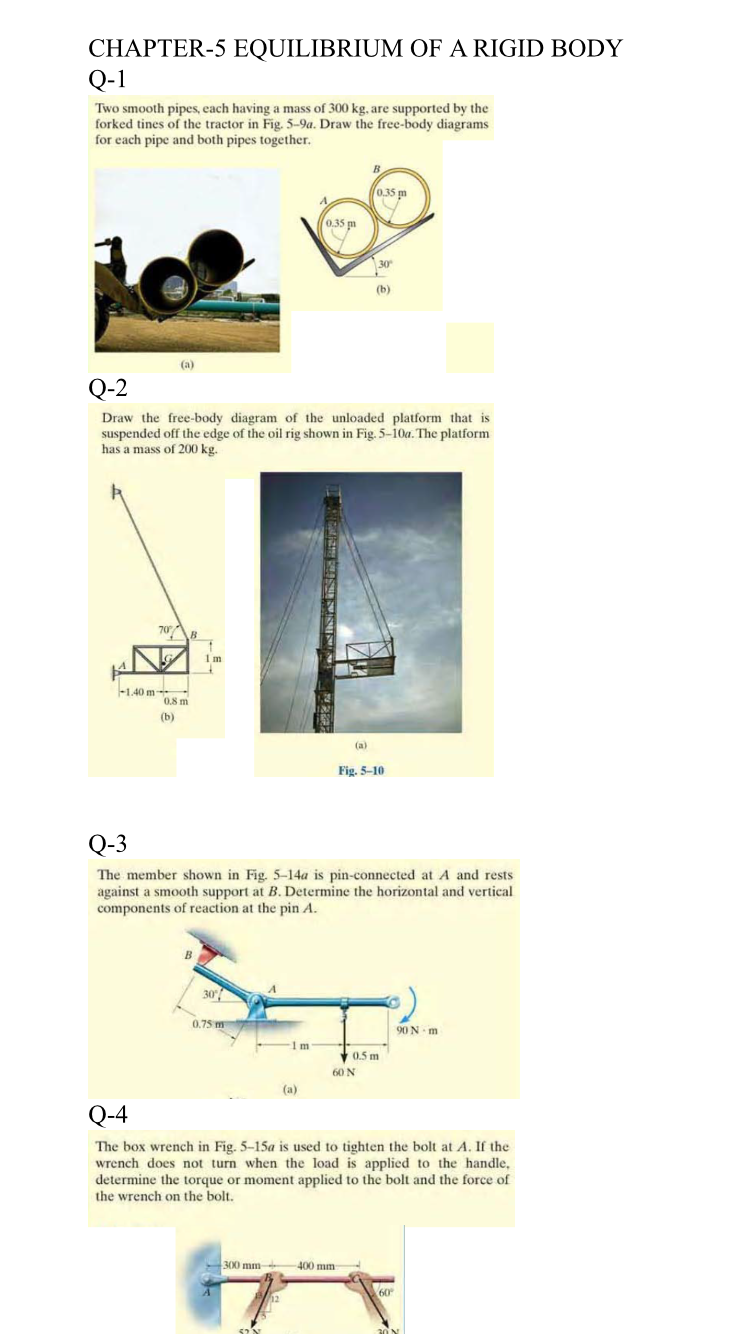 Solved CHAPTER-5 EQUILIBRIUM OF A RIGID BODY Q-1 Two smooth | Chegg.com