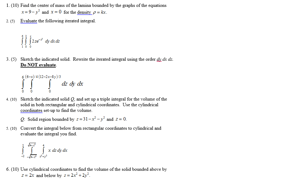 Find the center of mass of the lamina bounded by the | Chegg.com