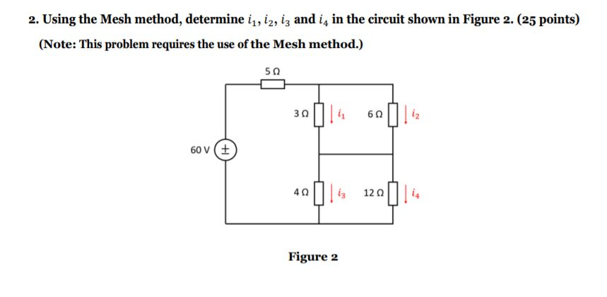 Solved 2. Using the Mesh method, determine 2, i3 and i in | Chegg.com