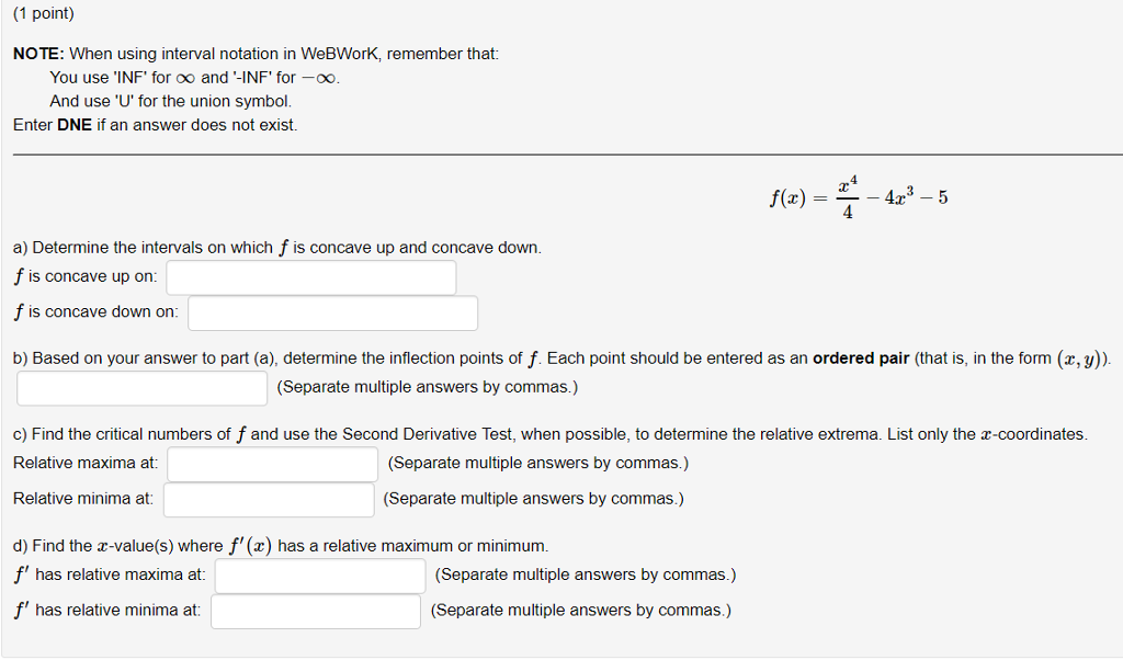 Solved (1 point) NOTE: When using interval notation in | Chegg.com