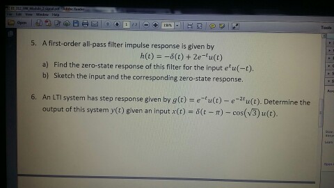 Solved A first-order all pass filter impulse response is | Chegg.com