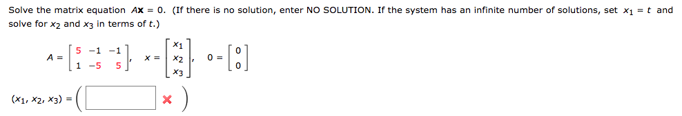 Solved Solve the matrix equation Ax 0. (If there is no | Chegg.com