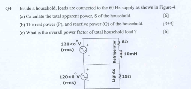 Solved Inside a household, loads are connected to the 60 Hz | Chegg.com