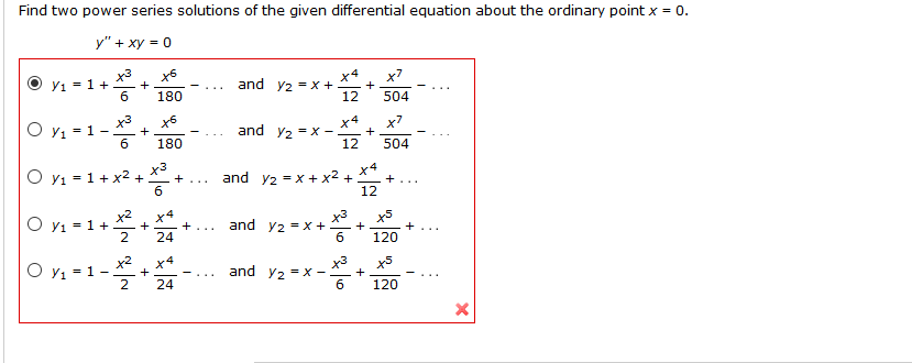 Solved Find two power series solutions of the given | Chegg.com