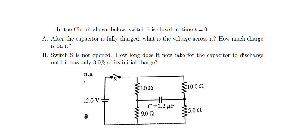 Solved In the Circuit shown below, switch S is closed at | Chegg.com