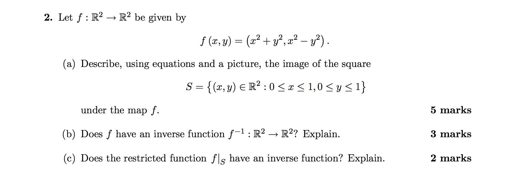 Solved 2. Let f R2 R2 be given by 2 m2 T, y (a) Describe, | Chegg.com