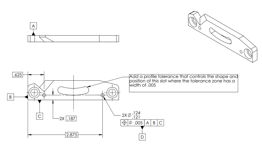 Solved GD&T CAD Question: Add a profile tolerance that | Chegg.com