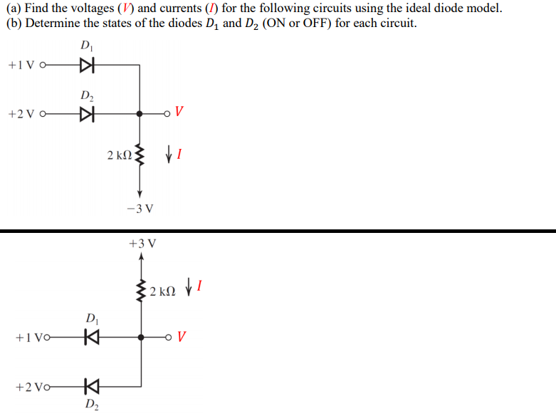 Solved Find the voltages (V) and currents (l) for the | Chegg.com