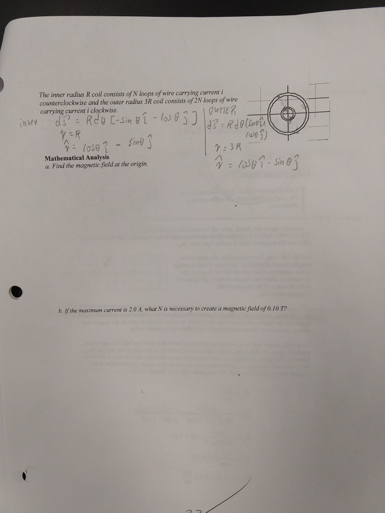 Solved The inner radius R coil consists of N loops of wire | Chegg.com
