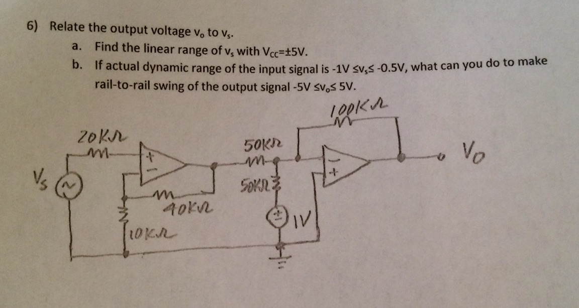 Solved 6) Relate the output voltage vo to vs. a. Find the | Chegg.com
