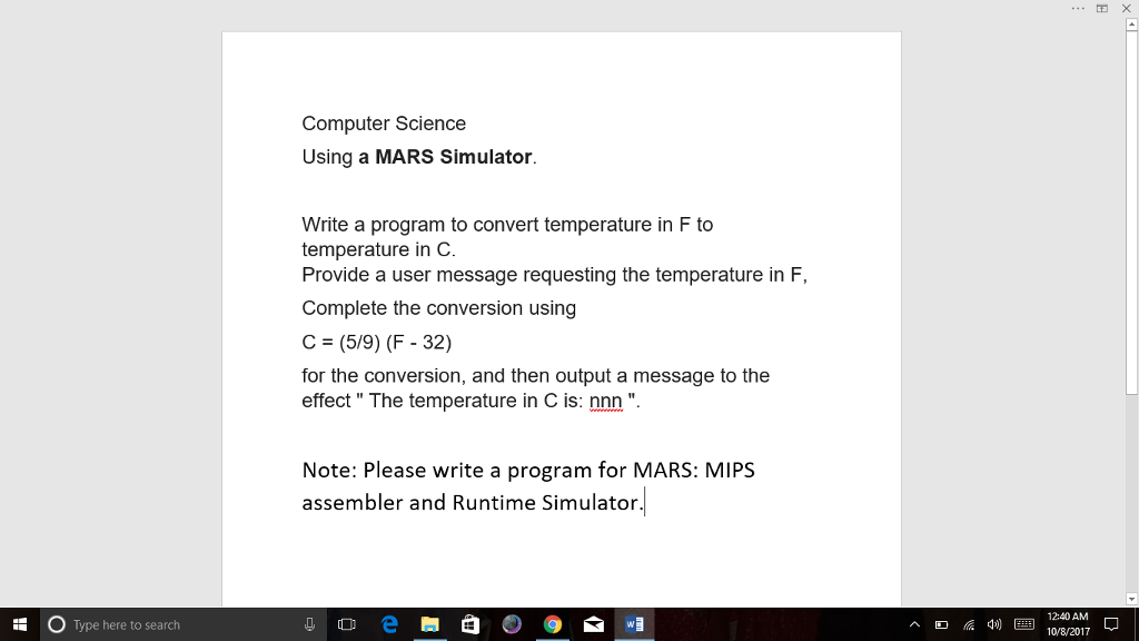 Solved Computer Science Using a MARS Simulator. Write a | Chegg.com