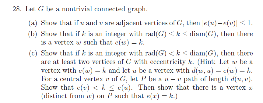 Solved 28. Let G be a nontrivial connected graph. (a) Show | Chegg.com