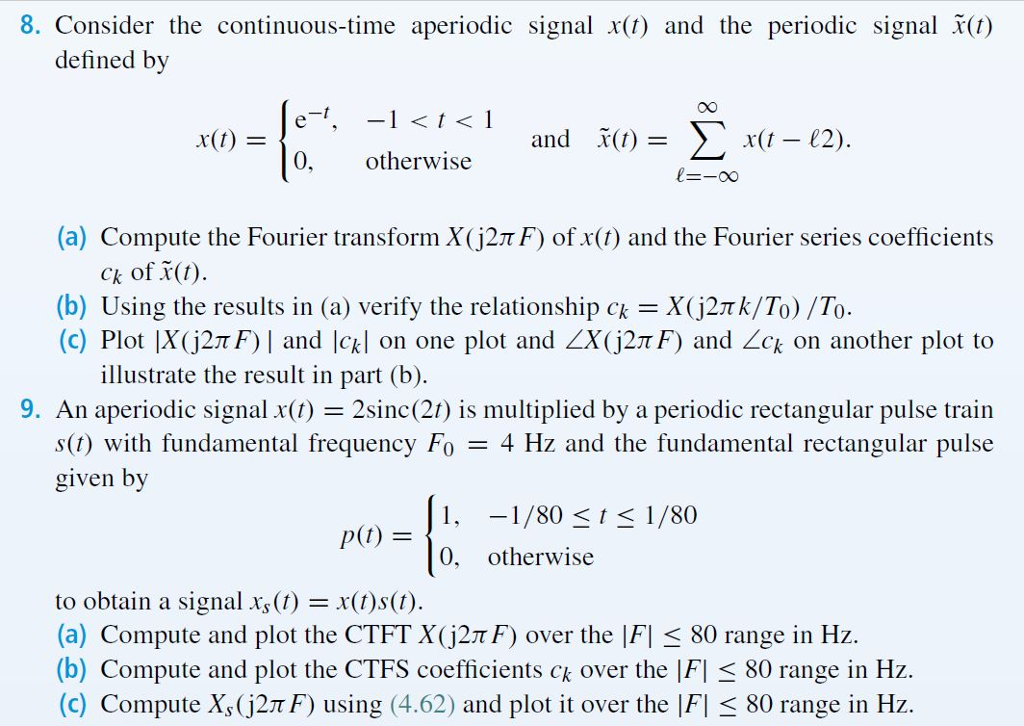 Solved 8. Consider the continuous-time aperiodic signal x(t) | Chegg.com