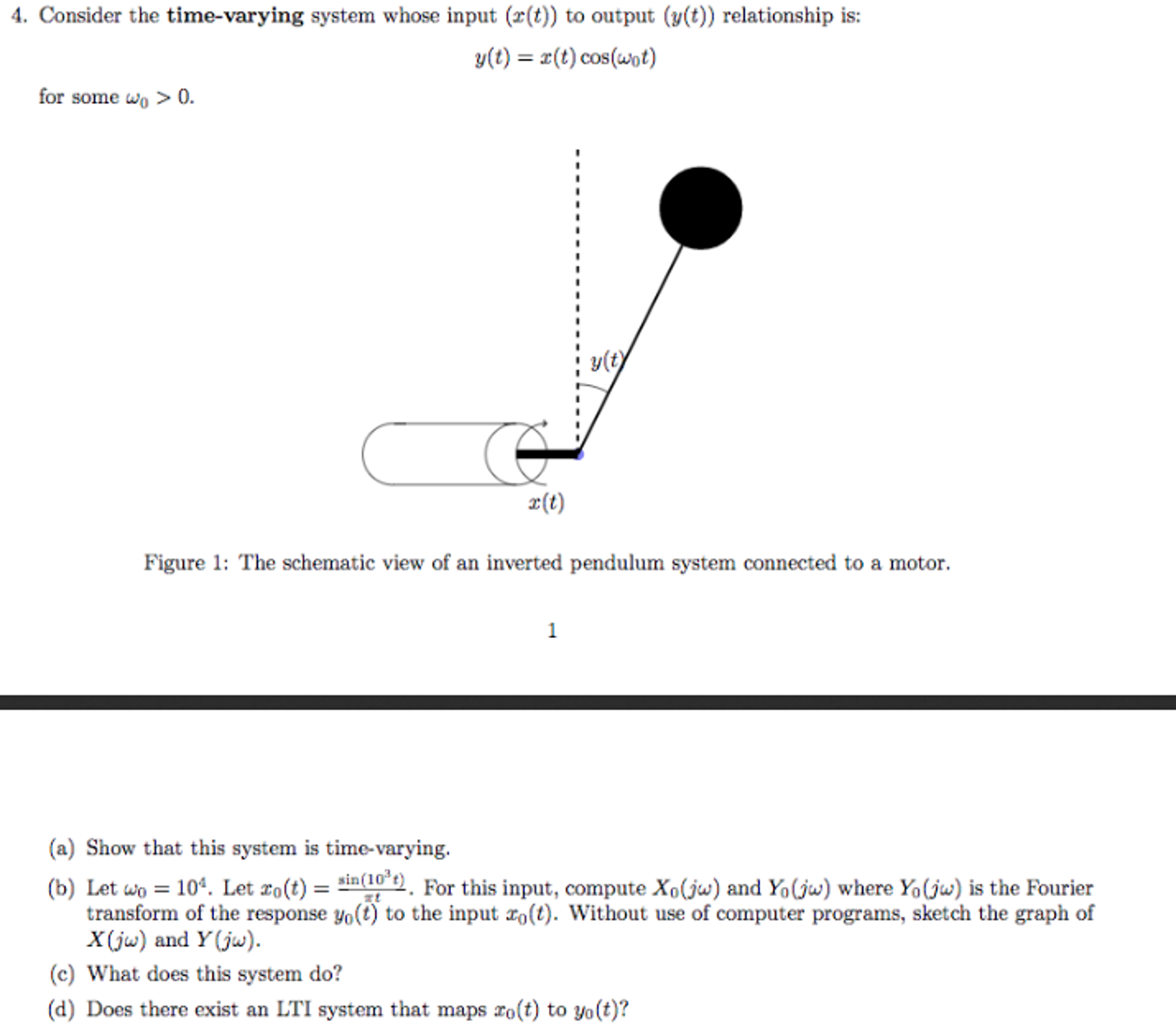 Solved Consider the time-varying system whose input (x(t)) | Chegg.com