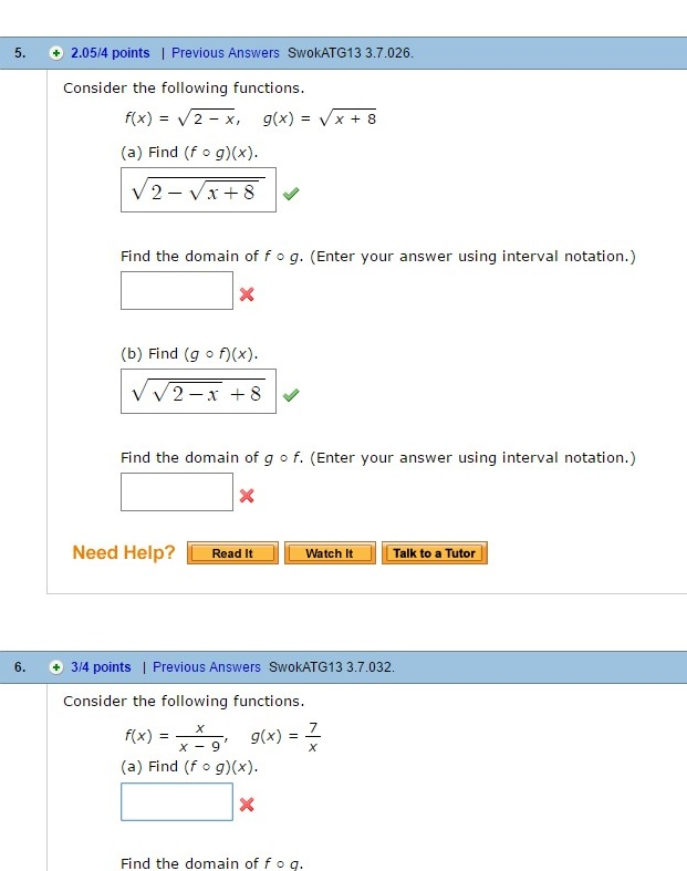 Solved Consider The Following Functions F X Squareroot