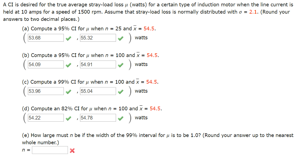 Solved A CI is desired for the true average stray-load loss | Chegg.com