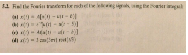 Solved Find the fourier transform for each of the signals, | Chegg.com