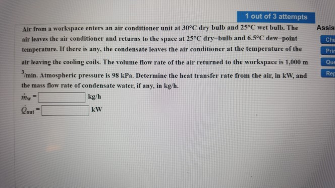 Solved Air from a workspace enters an air conditioner unit | Chegg.com