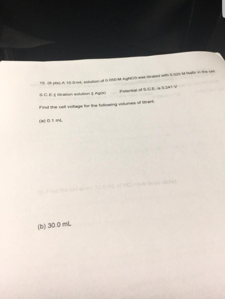 Solved pts) A 10.0-mL solution of 0.050 M AgNO3 was titrated | Chegg.com
