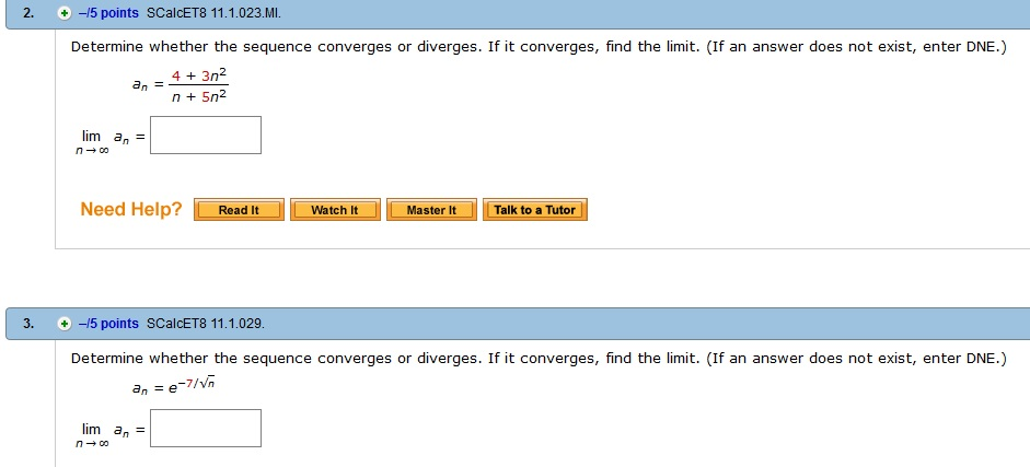 Solved 2. + -15 points SCalcET8 11.1.023.MI. Determine | Chegg.com