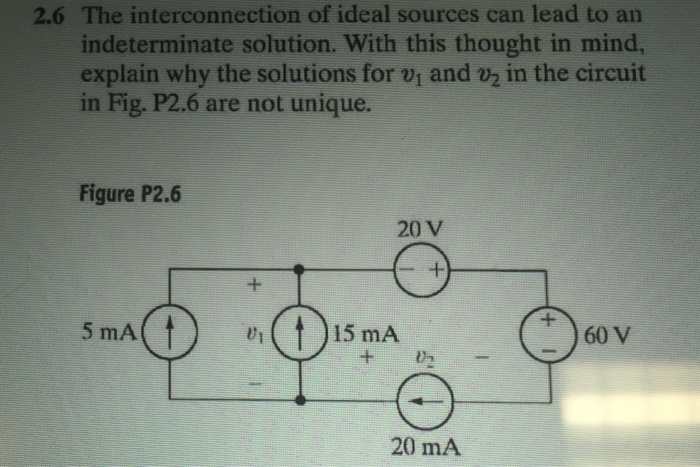 Solved The interconnection of ideal sources can lead to an | Chegg.com