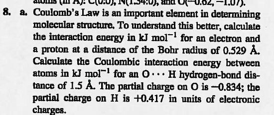 Solved Using coulomb law, calculate the interaction energy | Chegg.com