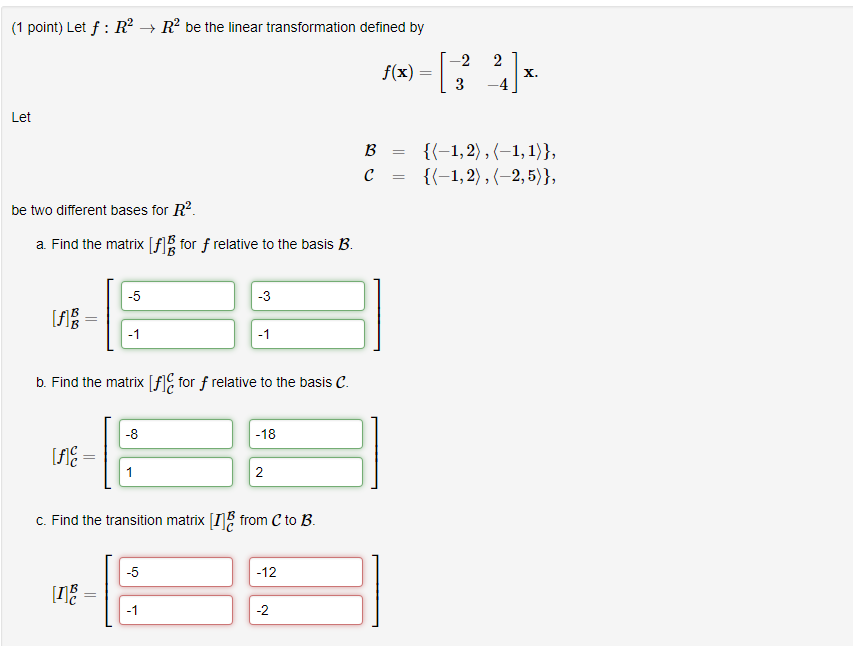 Solved (1 point) Let f : R2 → R2 be the linear | Chegg.com