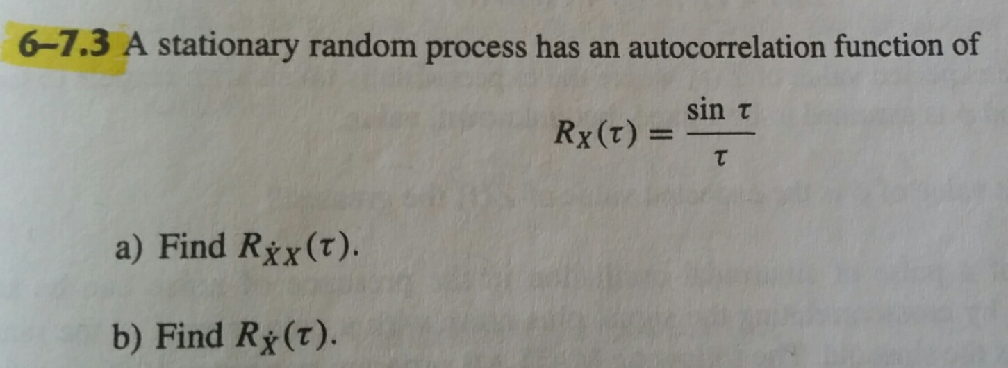 A stationary random process has an autocorrelation | Chegg.com