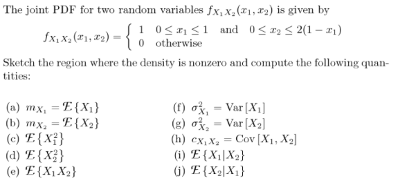 Solved The joint PDF for two random variables f_X_1, X_2 | Chegg.com