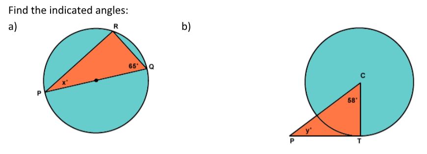 Solved Find the indicated angles: a) b) 58 | Chegg.com