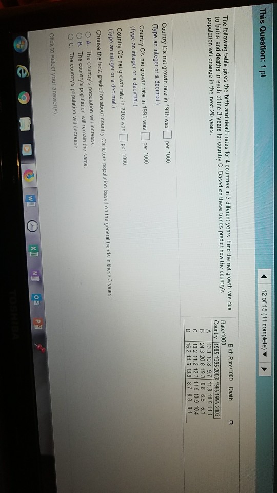 Solved This Question: 1 pt 12 of 15 (11 complete) The | Chegg.com